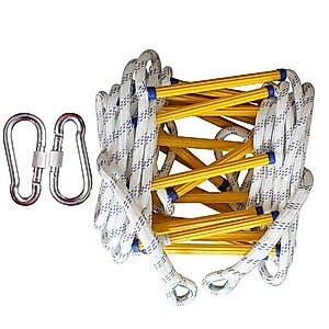 Rope Ladder Fire Escape - Homes Flame Resistant Emergency Fire Safety Evacuation Ladder with Hook Carabins, Bearing Weight 420kg (Size : 10m/32ft)