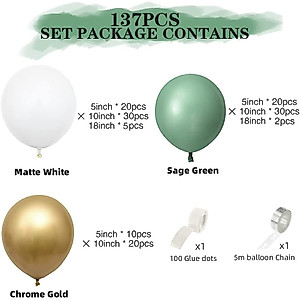 Balloon Arch Kit 139pcs Balloon Garland Kit Olive Green Latex balloons (Olive Green)