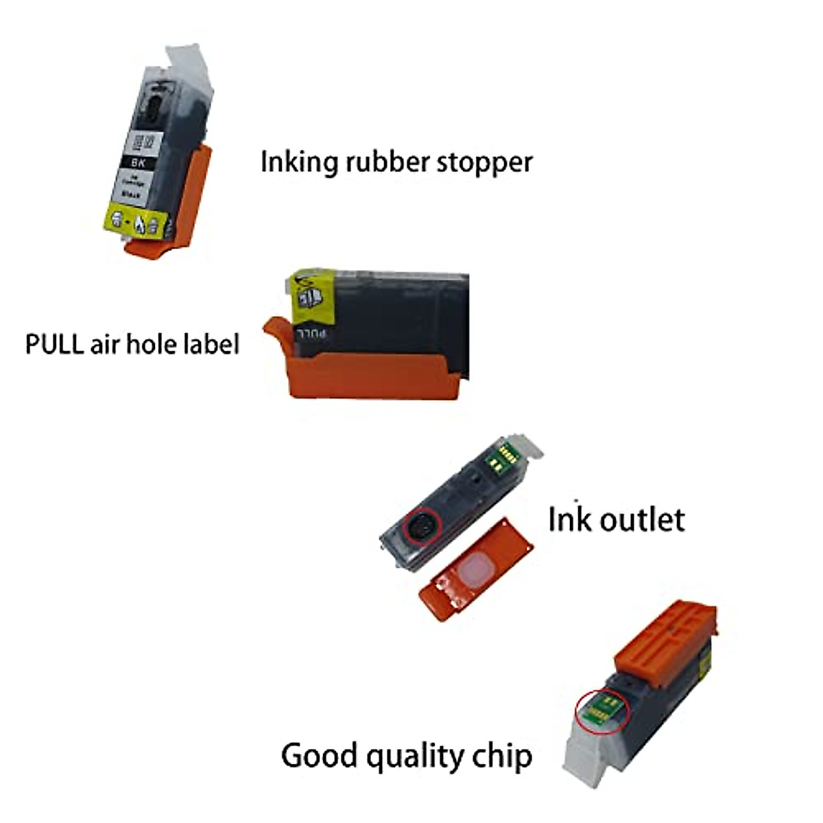 Walfront 5Pcs Ink Cartridge for PIXMA Ink Cartridge Printer Ink Cartridge IP7250 MG6350 MG5450 MX925 MX725 MG6450 MG5550 IX6850 Printers