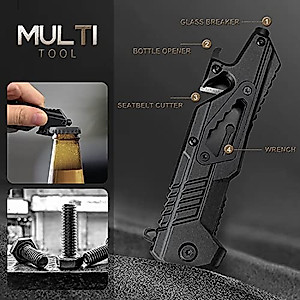 Pocket Knife for Men, Folding Tactical Knives with Clip, Bottle Opener, Glass Breaker, Seatbelt Cutter & Wrench, EDC Survival Knife, Cool Pocket Knives for Outdoor Camping