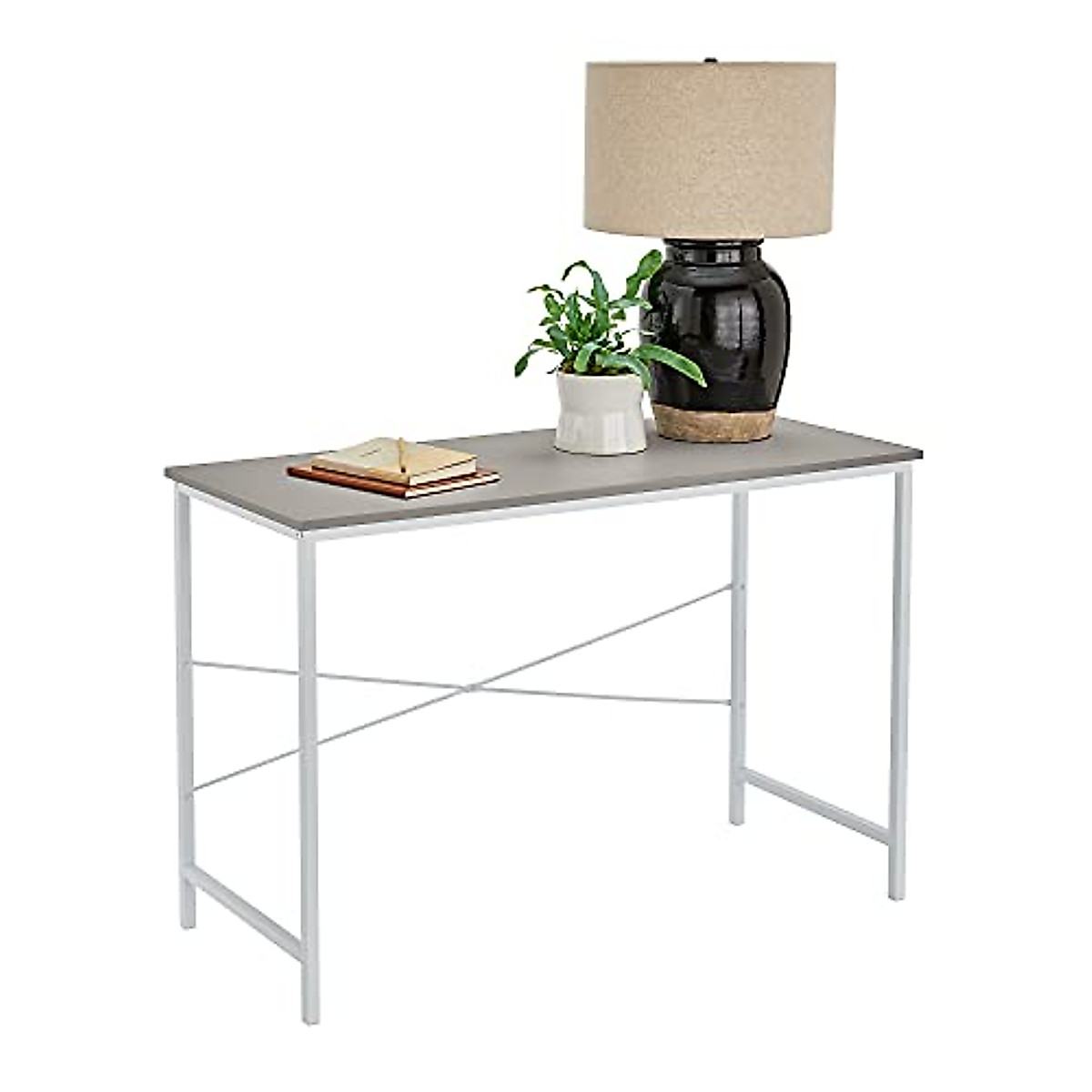 ClosetMaid Writing Desk or Console Table for Office, Entryway or Living Room, Industrial Modern Design, Wood with White Metal Frame, Smoky Taupe