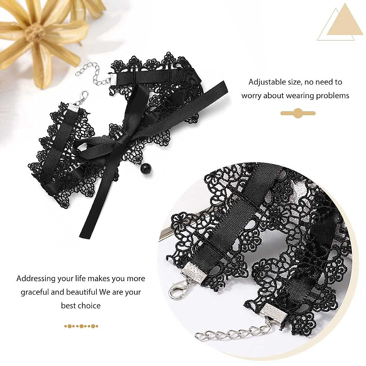 JEAIRTS Black Lace Choker Necklace Velvet Bow-knot Necklaces Halloween Costume Necklace Jewelry Accessories for Women