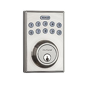 Kwikset 92640-001 Contemporary Electronic Keypad Single Cylinder Deadbolt with 1-Touch Motorized Locking, Satin Nickel, 8 x 4 x 6