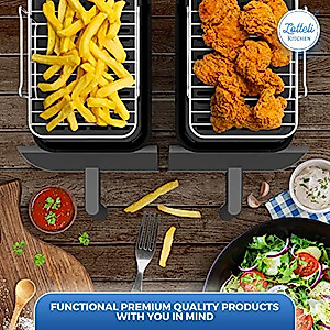 Air Fryer Rack for Double Basket Air Fryers, 304 Stainless Steel Multi-Layer Rack, Air Fryer Accessories Dehydrator Rack Compatible with Dual/Double/Two Basket Air Fryers