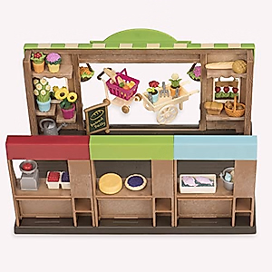 Li'l Woodzeez Store Playset – Hoppin' Farmers Market – 97pc Toy Market Set with Play Food and Shopping Accessories – Toys for Kids Aged 3 and Up