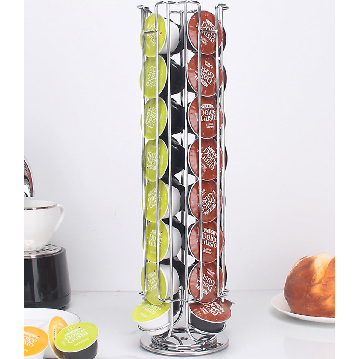 KINGPOUL K Cups Holder,K Cup Organizer,Coffee Pod Holder Coffee Pods Storage Organizer Stand,No Assembly Required,K Cup Holders For Counter(Capacity Of 24pods,Argent)