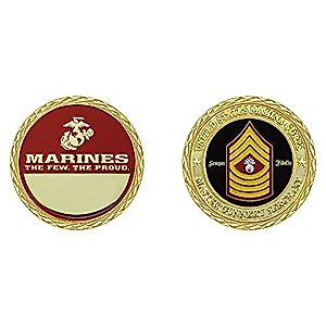 United States Marine Corps USMC Master Gunnery Sergeant Rank Challenge Coin