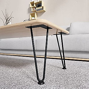 DonYoung Hairpin Legs 16", Coffee Table Legs Set of 4 Metal Furniture Legs, Mid Century Modern Style Table Legs for Nightstand Sofa Bench, Rubber Floor Protectors Included, Black