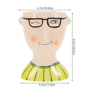 BESPORTBLE Vase Face Flower Pot Human Head Flowerpot Ceramic Head Planter Head Planter Pot Planters for Indoor Plants Sculpture Flower Pot Modern Face Succulent Pot Succulents Nordic Ceramics