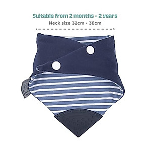 Cheeky Chompers Neckerchew Teething Bib (Preppy Stripes), 2-in-1 Bandana Style Dribble Bib w/Food Grade Silicone Teether, Baby & Toddler, Innovative Dimple Design Soothes Gums, 3-Layer Absorbent Bib