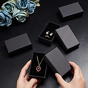 BENECREAT 24 Pack Kraft Square Cardboard Jewelry Boxes Necklace Ring Earring Kraft Box for Jewelry, Wedding Party Favor, Gift Packaging, 2x3.2x1, Black