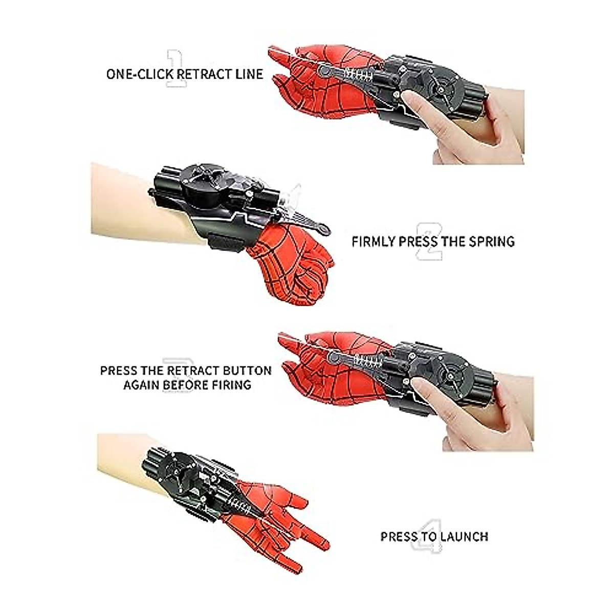 QHJIU Spider Web Shooter, Real Web Slinger That Actually Shoots for Kids, Cool Toy Things for Superhero Fans