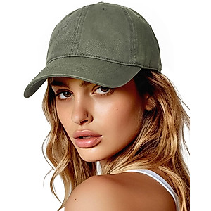 FURTALK Men and Women Vintage Washed Distressed Cotton Baseball Cap Plain Blank Adjustable Classic Baseball Hat Cap Green