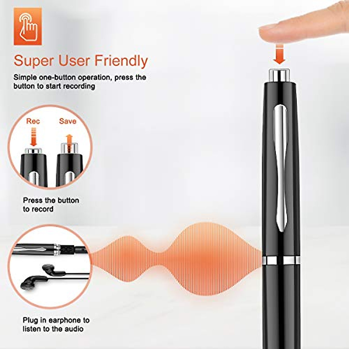 32GB Digital Voice Recorder - Voice Activated Recorder for Lectures Meetings Classes, Audio Recording Device Audio Recorder Portable USB MP3 Playback