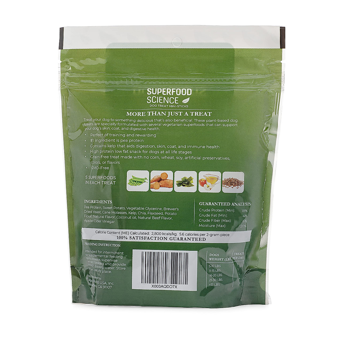 Hypoallergenic Healthy Dog Treats: Plant-Based Vegetarian Dog Snacks w/ Kelp, Sweet Potato, Chia, Flaxseed, Coconut Oil for Skin & Coat, Grain & Gluten-Free Vegan Protein Dog Treats Training, 5 oz