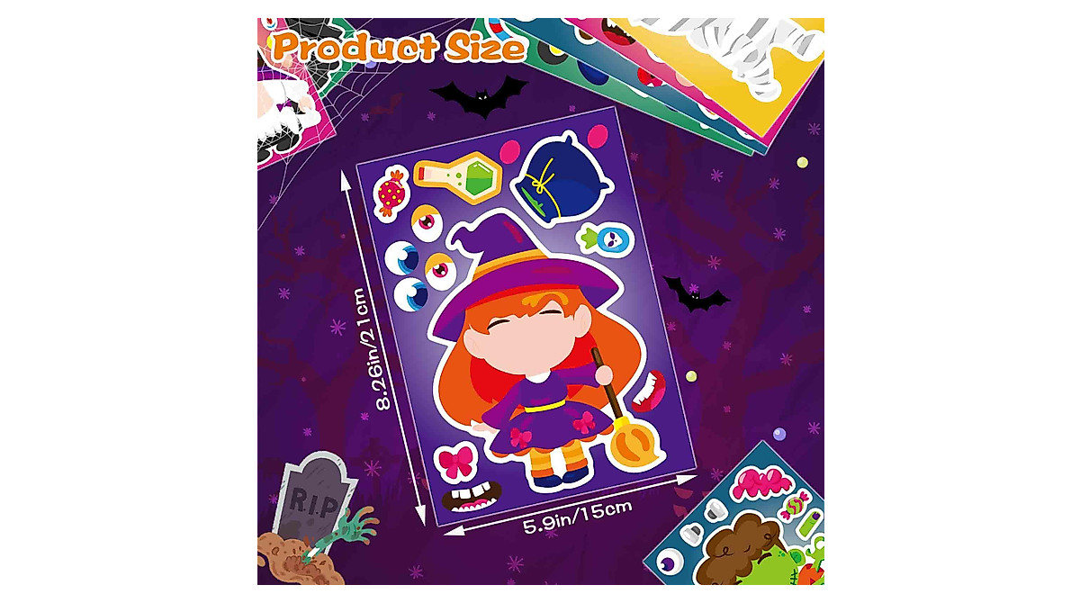 Create Your Own Halloween Stickers for Kids - 24 PCS