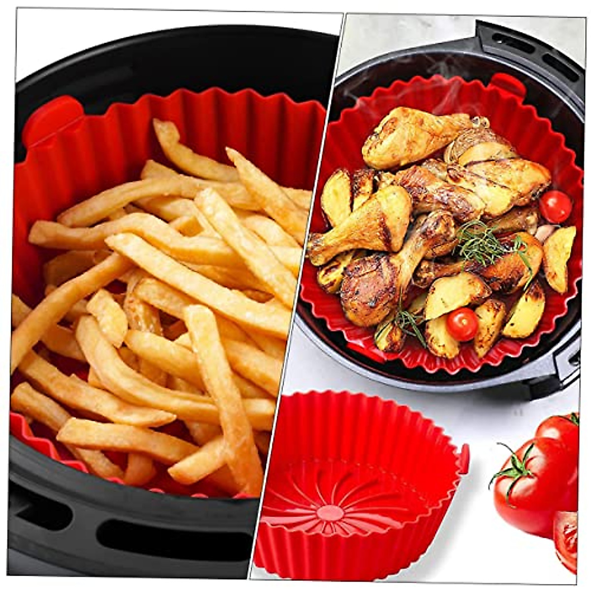 Luxshiny 2pcs Silicone Pad Air Fryer Ovens Washable Silicone Mat Air Fryer Basket for Oven Air Fryer Tray Air Fryer Oven Tray Airfryer Liners Oven Liners Air Fryer Accessories Baking Liners