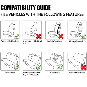 AICEL 9 Piece Car Seat Covers Full Set, Front and Rear Split Bench Auto Seat Protectors, Universal Two-Tone Washable Automotive Seat Covers (Gray)