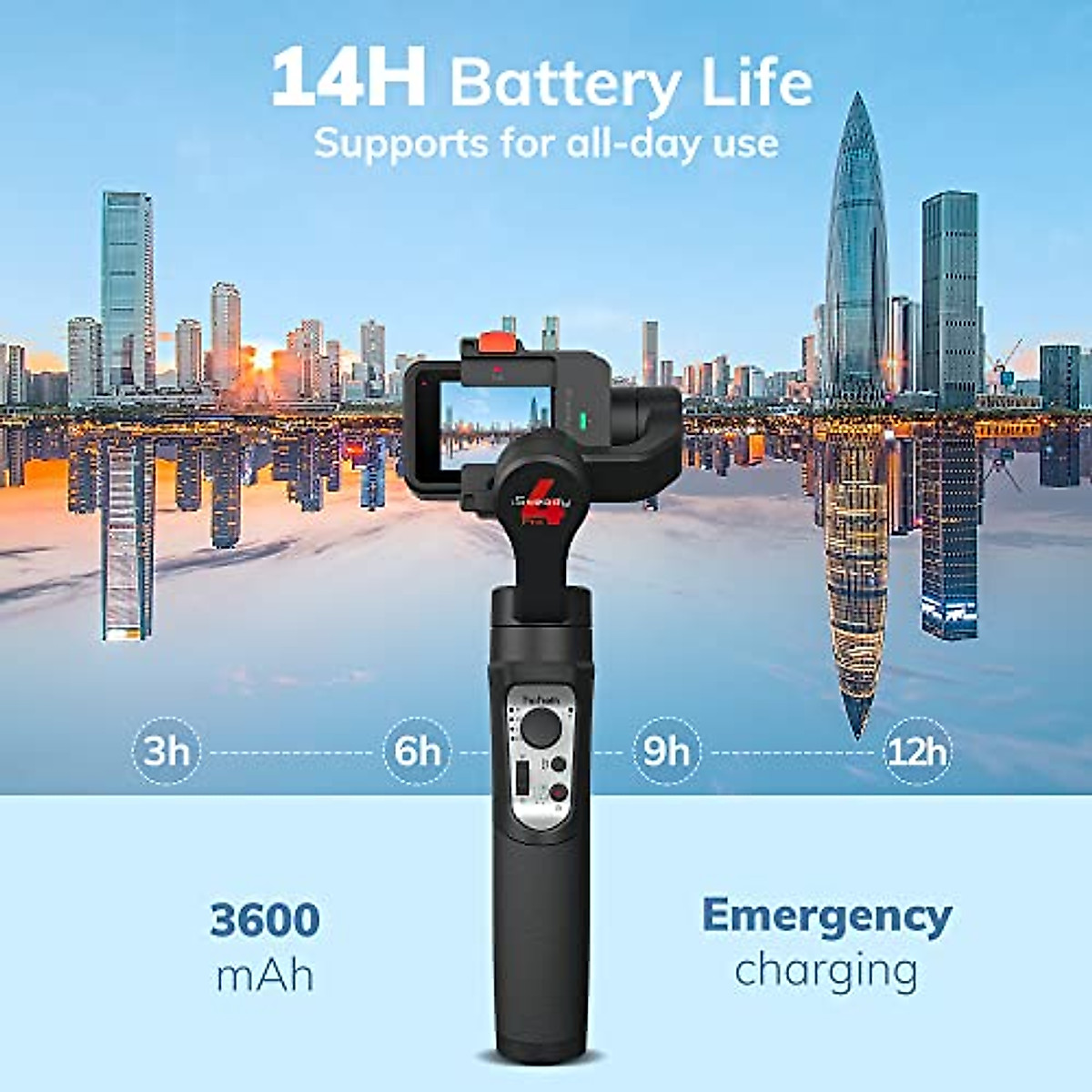 3 Axis Gimbal Stabilizer, Handheld Tripod Mount for Video Recording, Bluetooth Control, Compatible with YI Cam, Insta 360, Sony RX0, Gopro Hero 11/10/9/8/7/6/5, Osmo Cameras, hohem iSteady Pro4