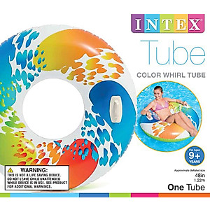 Intex 58202EP Inflatable 47 Inch Colorful Adult Whirl Tube Swimming Pool Raft Float w/Carry Handles and Repair Kit, Color and Style May Vary (2 Pack)