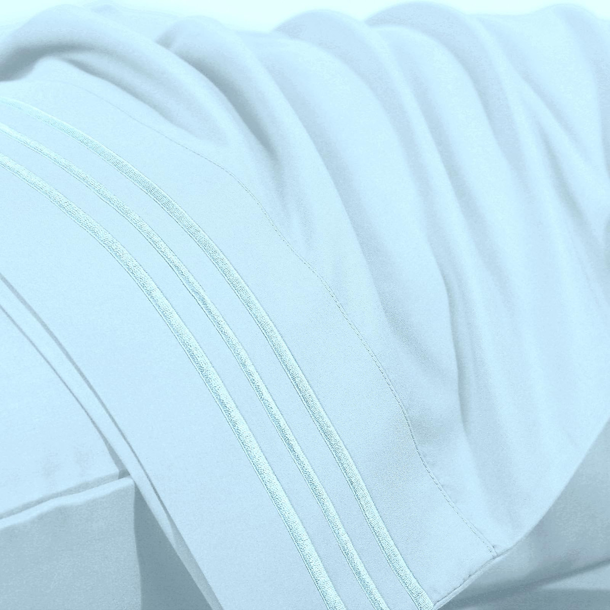 CozyLux King Pillowcase Set of 2 Luxury 1800 Series Double Brushed Microfiber Bed Pillow Cases Embroidered 2 Pack 20x40, Spa Blue Pillow Covers with Envelope Closure, Soft and Comfortable