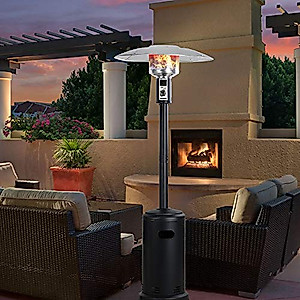 Patio Heater BALI OUTDOORS Outdoors Gas Patio Heaters Tall Standing Patio Heater Commercial Outdoor Heater (Black)