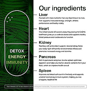 KTD BIOLABS Grass Fed Beef Organs Supplement - Made in USA - Grass Fed Organ Complex with Desiccated Beef Liver, Heart, Kidney, Pancreas, Spleen for Energy, Immune & Digestive Health - 150 Capsules