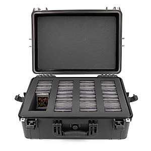 CASEMATIX XL Graded Card Storage Box Fits 160+ BGS PSA Graded Cards, Waterproof Graded Sports Card Display and Trading Card Case With Custom Foam Card Dividers and Removable Graded Card Display