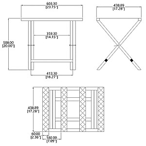 FixtureDisplays® 23.7 X 17.3 X 20" Luggage Rack with Straight-Leg Design and Durable Tapestry Webbing 104368-NF