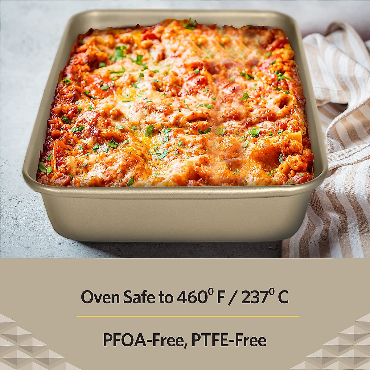 Glad Baking Pan Nonstick - Oblong Metal Dish for Cake and Lasagna - Heavy Duty Carbon Steel Bakeware, Large