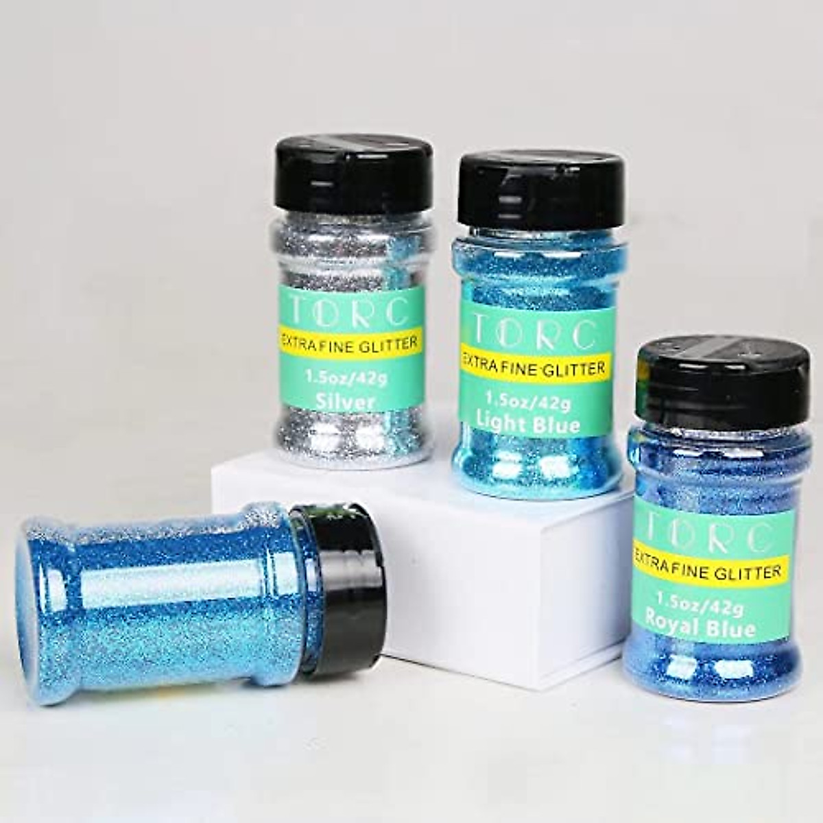 TORC 6 oz Blue Silver Fine Glitter Set for Resin Crafts Tumblers Slime Cosmetic Nail Art Makeup