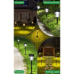 JSOT Solar Pathway Lights Outdoor Waterproof Color Changing,2 Modes Auto On/Off Solar Powered Lights for Garden Backyard Driveway Landscape 6 Pack