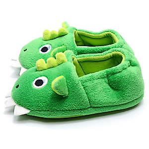Toddler Baby Boys House Slipper Cute Dinosaur Cartoon Soft Anti-Slip Winter Shoes (Toddler/Little Kid) Green