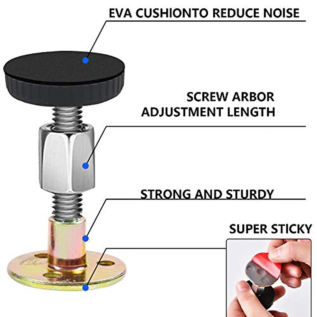 4Pcs Bed Frame Anti-Shake Tool, Threaded Adjustable Headboard Stoppers, Prevent loosening Fixer Bed Frame, Bedside Telescopic Support Headboard Stabilizer for Room Wall,Beds Cabinets,Table 28mm-106mm