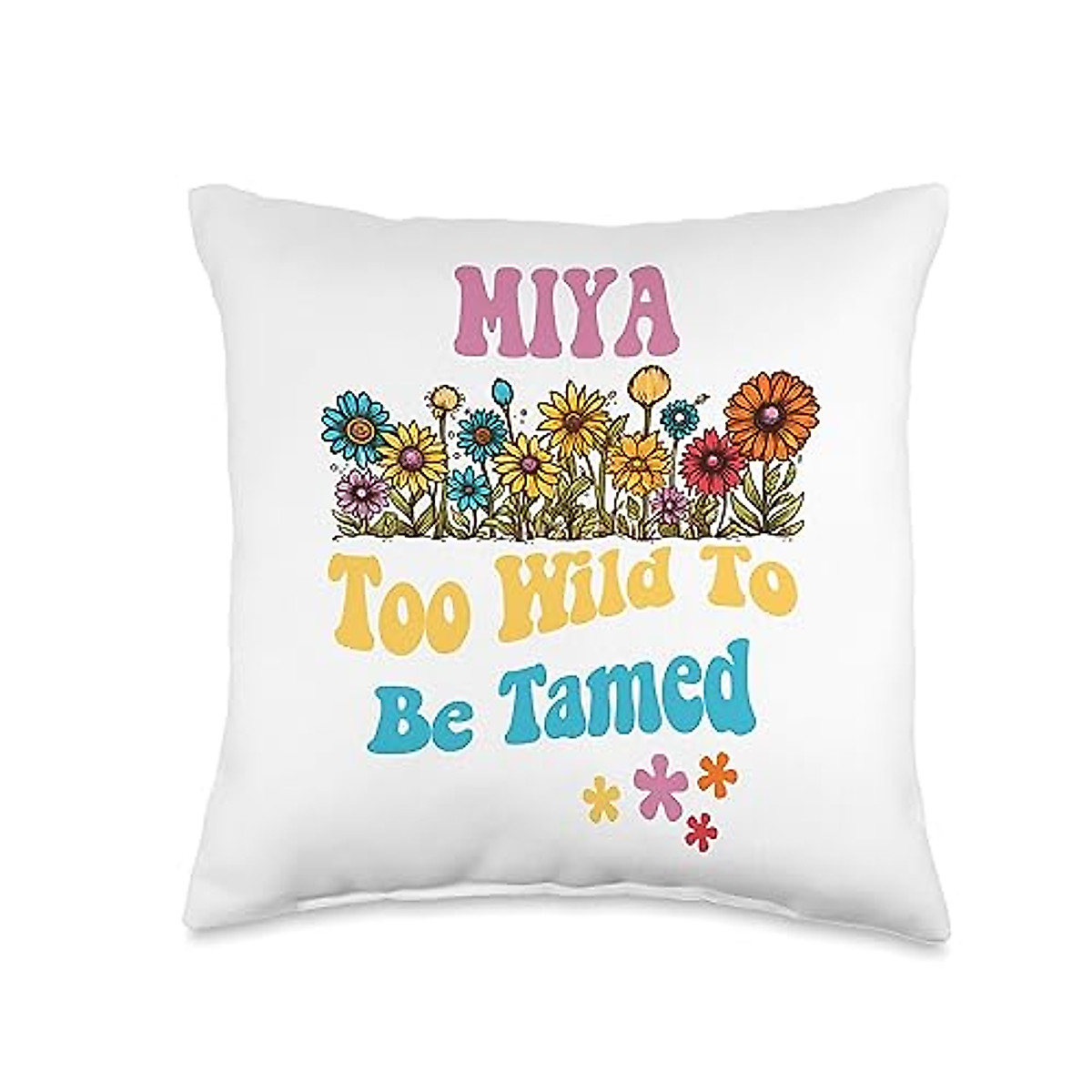 Wildflower Gift For Women Gift For MIYA Cute Retro Girls Wildflower Miya Name Throw Pillow, 16x16, Multicolor
