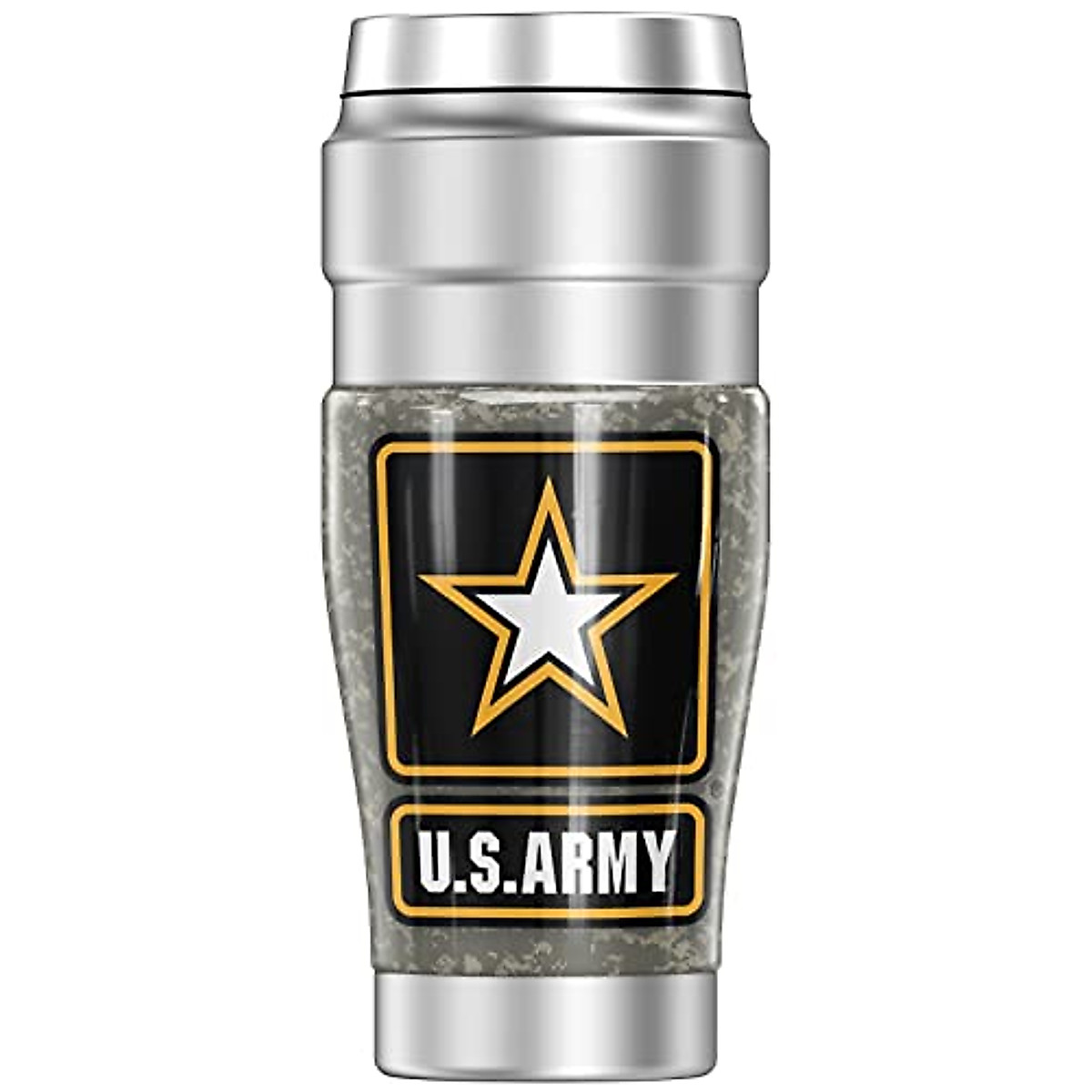 THERMOS Army OFFICIAL U.S. Army Logo On Camo STAINLESS KING Stainless Steel Travel Tumbler, Vacuum insulated & Double Wall, 16oz