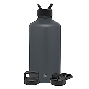 Simple Modern 1 Gallon 128 oz Water Bottle with Straw, Handle and Chug Lid Vacuum Insulated Stainless Steel Metal Thermos Bottles | Big Leak Proof BPA-Free Flask | Summit Collection | Graphite Grey