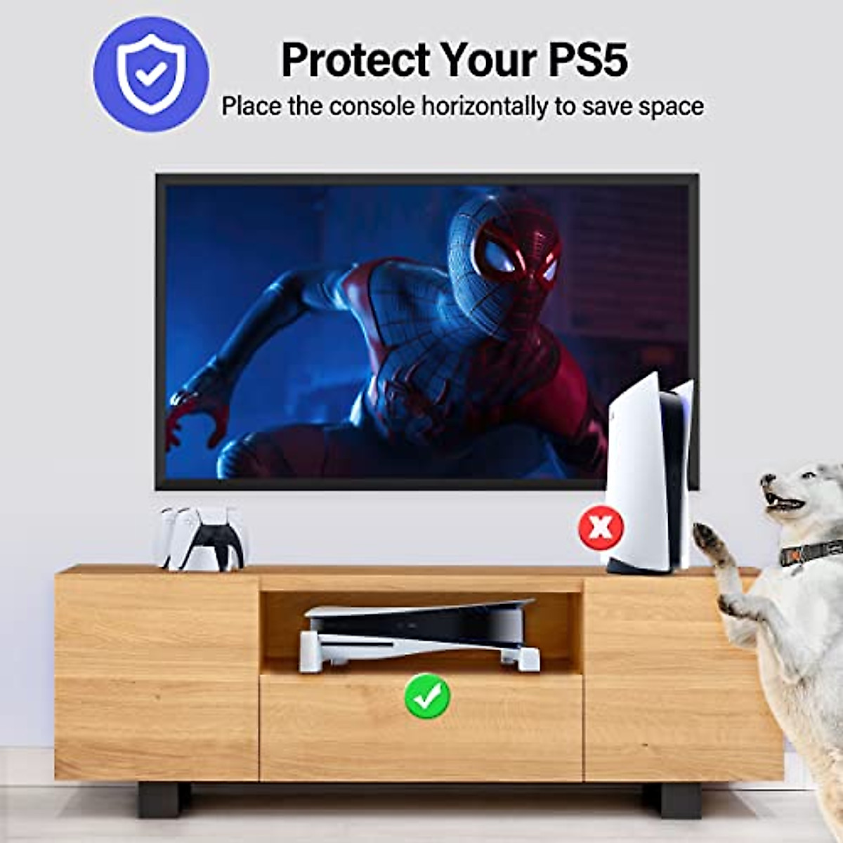 DEVASO PS5 Horizontal Stand, Accessories PS5 Horizontal Stand with 3 Sets of Sticker for Playstation 5 Console(Only for Digital)