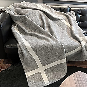 70% Wool Blanket Throw, Warm, Thick, Soft, Washable, 55" x 70", Great for Camping, Outdoors, Travel, Couch, Bedding with Exquisite Box for Gift