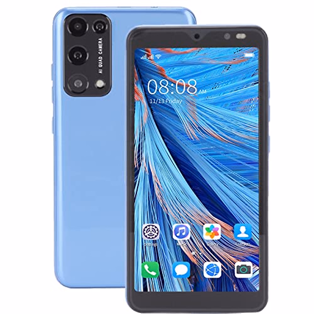 Bewinner Rino8 Pro Unlocked Smartphone, 5.45 Inch 2GB RAM 32GB ROM Face Recognition Dual SIM 3G Unlocked Mobile Phone Quad Core Cellphone for Android 6.0(Blue)