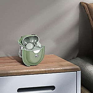 Fintie Protective Case for Pixel Buds A-Series (2021) / Pixel Buds 2 (2020), Premium PU Leather Slim Fit Metal Snap Closure Portable Cover Skin with Keychain, Sage Green