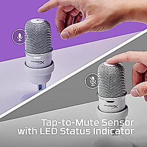 HyperX SoloCast – USB Condenser Gaming Microphone, for PC, PS5, PS4, and Mac, Tap-to-Mute Sensor, Cardioid Polar Pattern, Great for Streaming, Podcasts, Twitch, YouTube, Discord - White