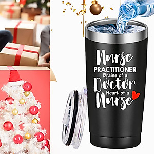 Nurse Practitioner Brains Of A Doctor, Heart Of A Nurse Travel Mug Tumbler.Nurse Practitioner Gifts for Friend Daughter Men Women.Nurse Appreciation,Nursing School Graduation Gifts.(20 oz Black)