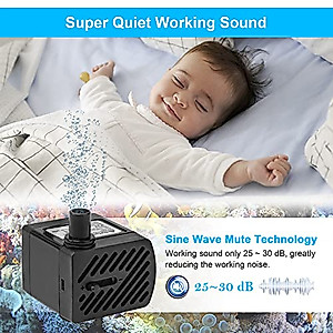 DaToo 50GPH 3W Small Submersible Water Pump Mini Fountain Pump Ultra Quiet For Aquarium Fish Tank Pond Statuary Hydroponics