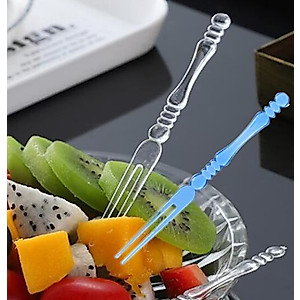 400PCS Disposable Plastic Cocktail Picks Fruit Forks, Mini Cake Forks Sticks Party Supplies, Tasting Appetizer Plates Picks Dessert Forks (Multicolor)