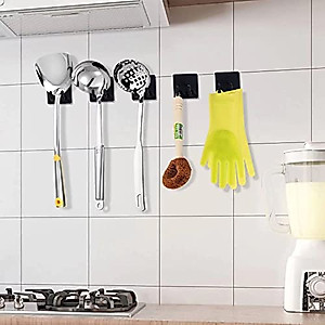 ArtHue Adhesive Hooks, Stainless Steel Razor Holder for Shower Hooks,Heavy Duty Wall Mount Robe Towel Hooks for Bathroom Bedroom Hanging Coat, Hat, Key -Black(6pack)