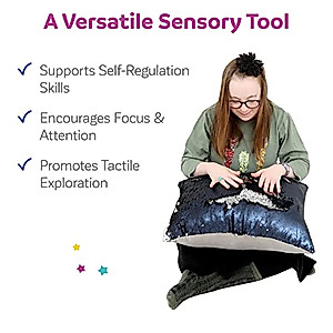 Fun and Function Weighted Sequin Pillow - Sensory Pillow with Reversible Sequins - 4 lb Weighted Lap Pad for Kids - Sensory Weighted Pillow - Calming Fidget Cushion for Sensory Needs - for Ages 3+