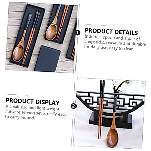 1 Set Wooden Spoon Set Travel Utensils Food Spoon Japanese Tableware Wooden Chopsticks Spoon