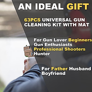 iunio Universal Gun Cleaning Kit, with Mat and Case, Full Brass Jags, Rods and Adapters, for All Guns, Rifle, Shotgun, Handgun, Pistol, Hunting, Shooting, All Caliber