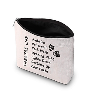PXTIDY Theatre Life makeup Bag Drama Theater Gifts Comedy Tragedy Mask Theatre Drama Bag Drama Actor Actress Gifts Pouch(beige)